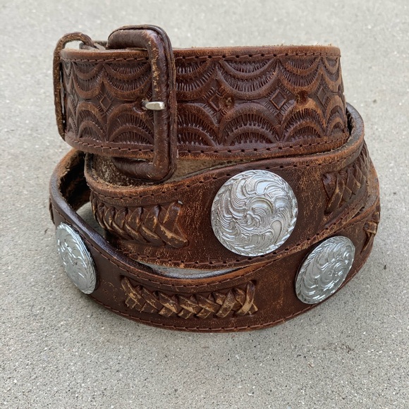 Accessories | Vintage Handmade Western Brown Leather Boho Belt | Poshmark